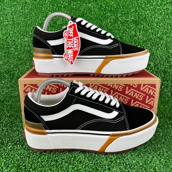 Vans | Shoes | New Vans Old Skool Stacked Black White Gum Bottom ...